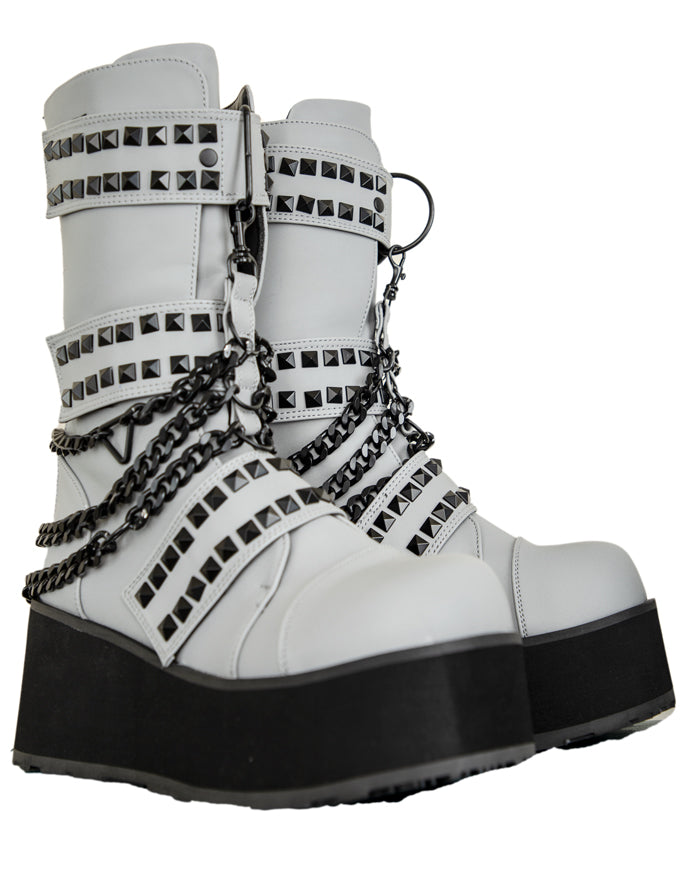 Grey Multi Reflective Rave Unisex Platform Boots – SharpSpirit